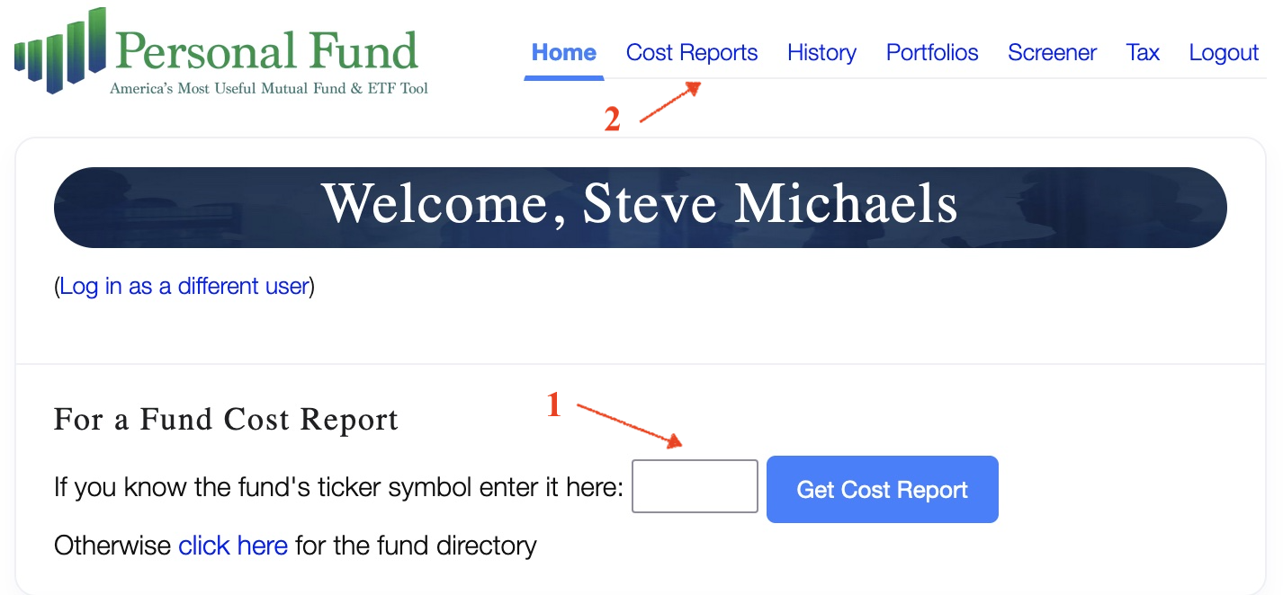 Cost of Ownership Report -- How To Guide : Personal Fund